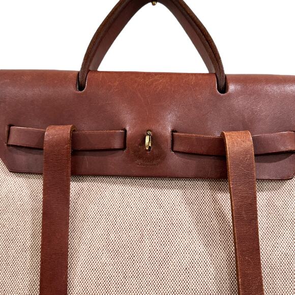 Hermes | Bags | Vintage Hermes Toile Vache Calfskin Herbag Backpack ...